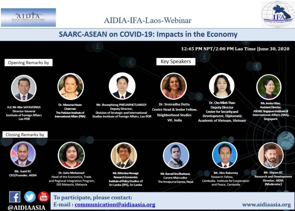 AIDIA-IFA-Lao- WEBINAR:SAARC-ASEAN on COVID-19: Impacts in the Economy ...